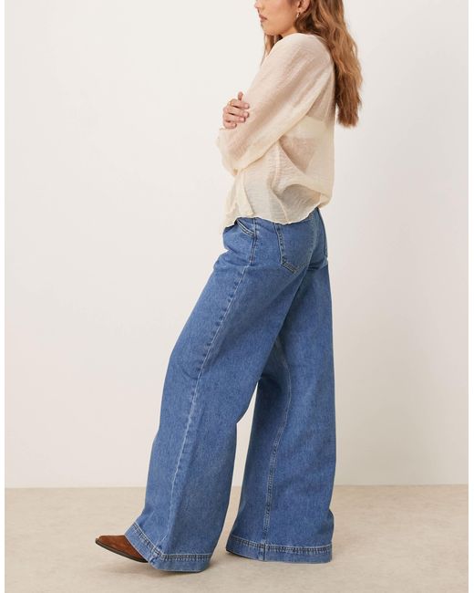 ASOS Pleated Low Rise Jeans in Blue | Lyst