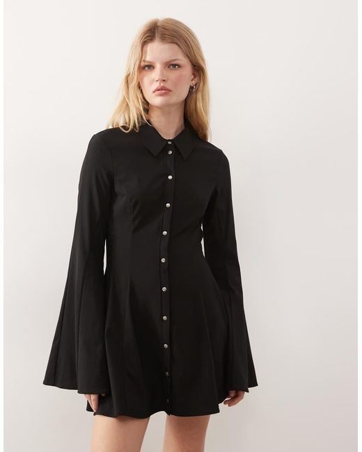 Monki Tailored Mini Shirt Dress in Black | Lyst UK