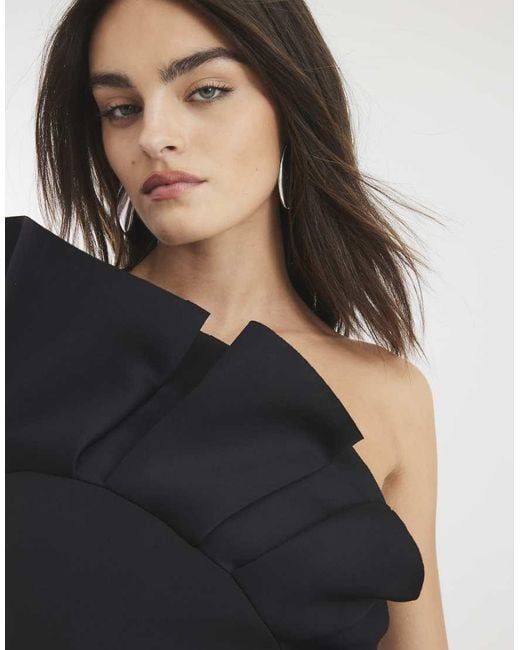 River Island Sleeveless Scuba Ruffle Mini Dress in Black | Lyst UK