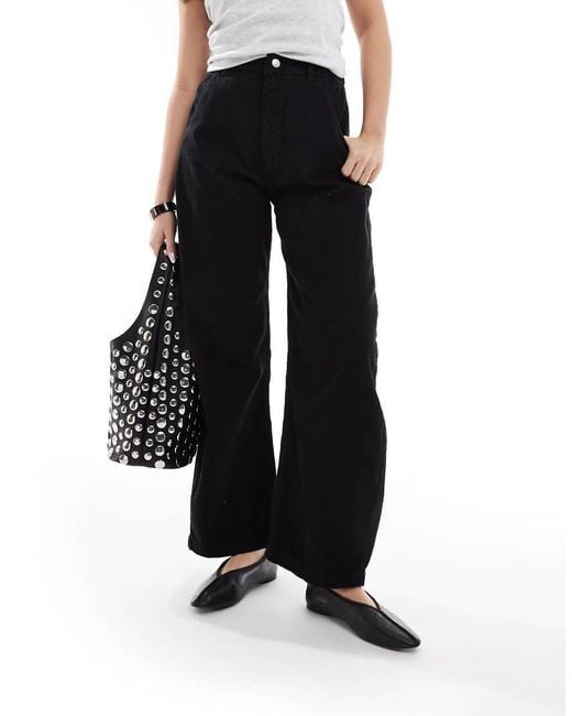 ASOS Corduroy Barrel Leg Pants in Black | Lyst UK