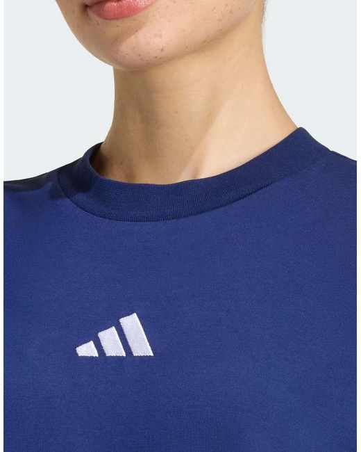 adidas Originals Essentials 3-Stripes Tee Dress in Blue | Lyst UK