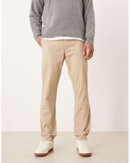 Polo Ralph Lauren Straight Fit Flat Front Stretch Twill Chinos in Natural for Men | Lyst UK