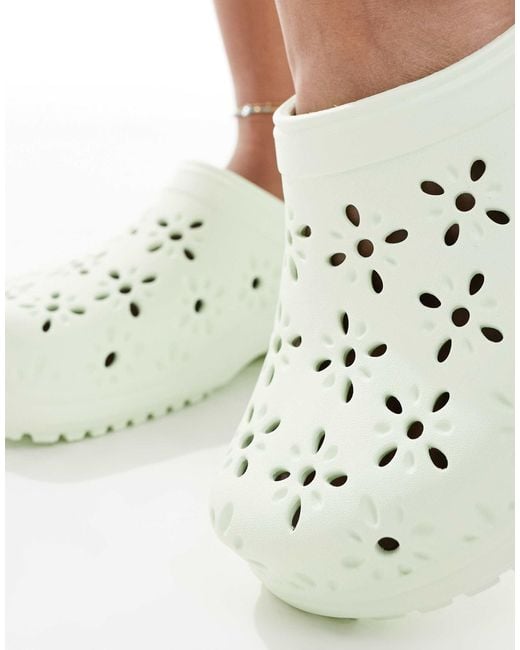 Crocs™ Classic Floral Cut Out Clogs in White | Lyst