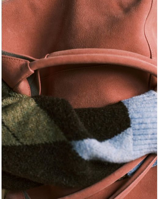 ASOS Premium Suede Bonded Scoop Tote Bag in Brown | Lyst