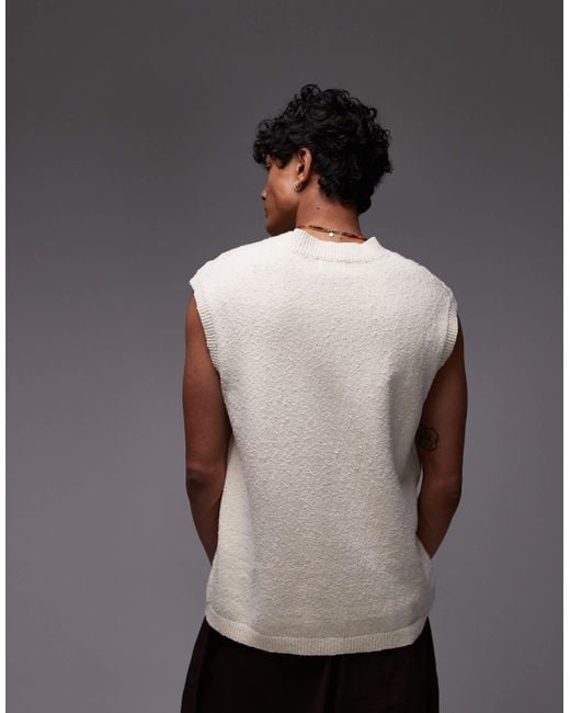 TOPMAN Relaxed Fit Knitted Cable Tank Top in Gray for Men | Lyst