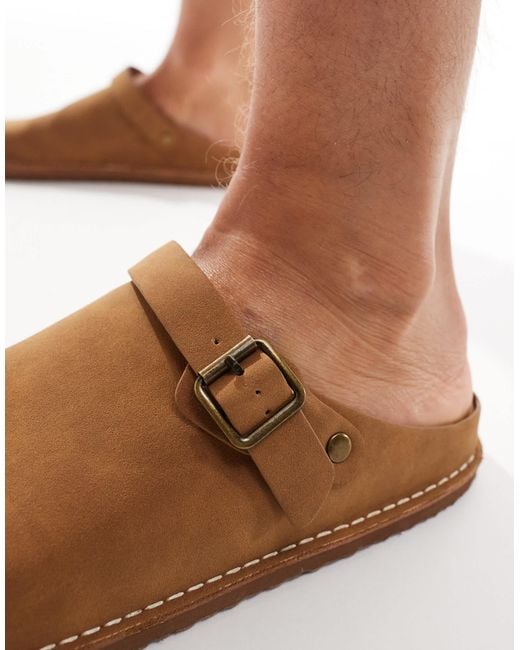 ASOS Mule Clog Loafers in Brown for Men | Lyst