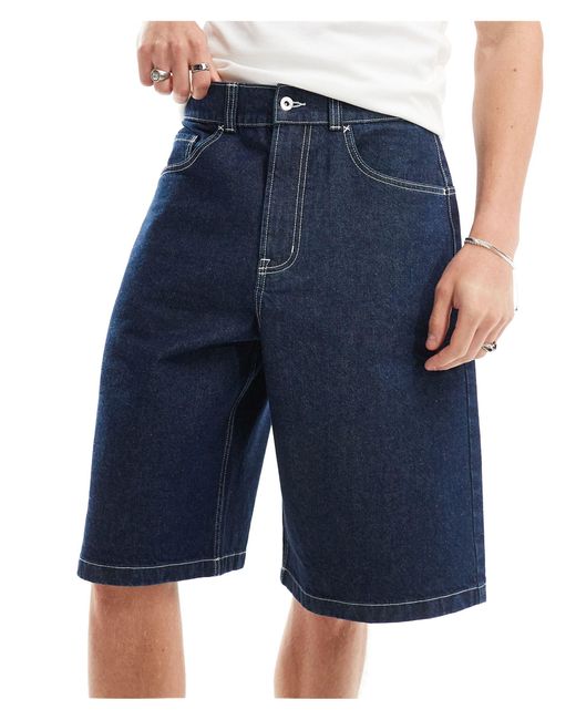 Collusion Denim Skater Jorts With Contrast Stitch in Blue | Lyst