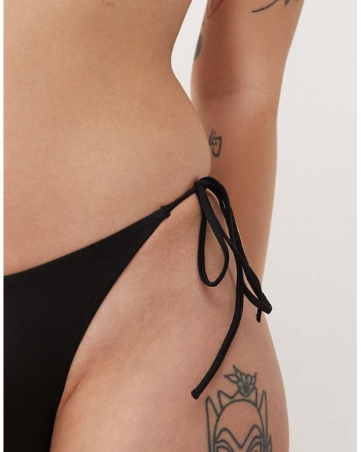 Monki Mix And Match Tie Side Bikini Bottom in Natural | Lyst UK