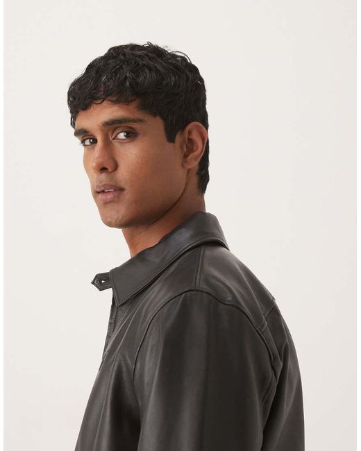 Polo Ralph Lauren Maxwell Icon Logo Lined Leather Harrington Jacket in ...