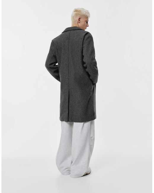 Pull&Bear Felt Texture Coat in Blue for Men | Lyst UK