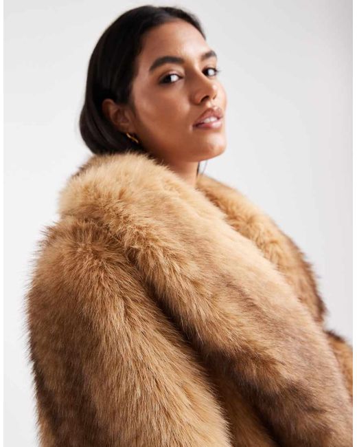 ASOS Midi Faux Fur Coat in White | Lyst UK