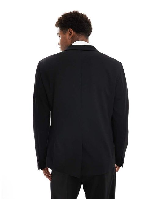 ASOS Slim Tuxedo Jacket With Satin Lapels in Black for Men | Lyst UK