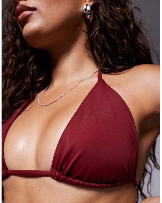 ASOS Maya Mix And Match Tie Back Triangle Bikini Top in Grey | Lyst UK