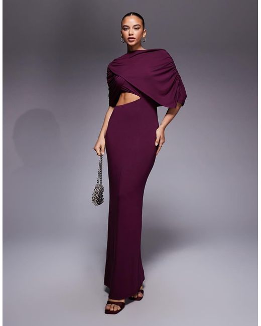 ASOS Cut Out Asymmetric Cape Maxi in Purple | Lyst UK