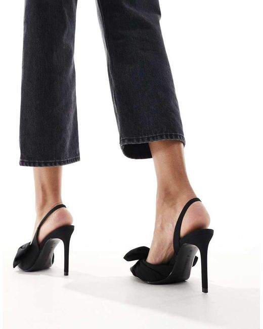 Stradivarius Bow Slingback Heels in Black | Lyst UK