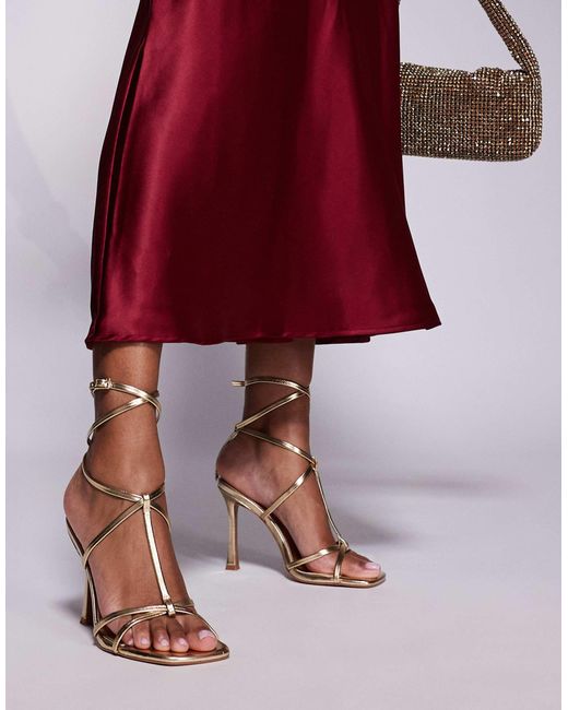 ASOS Wide Fit Nobel Caged High Heeled Sandals in Red | Lyst