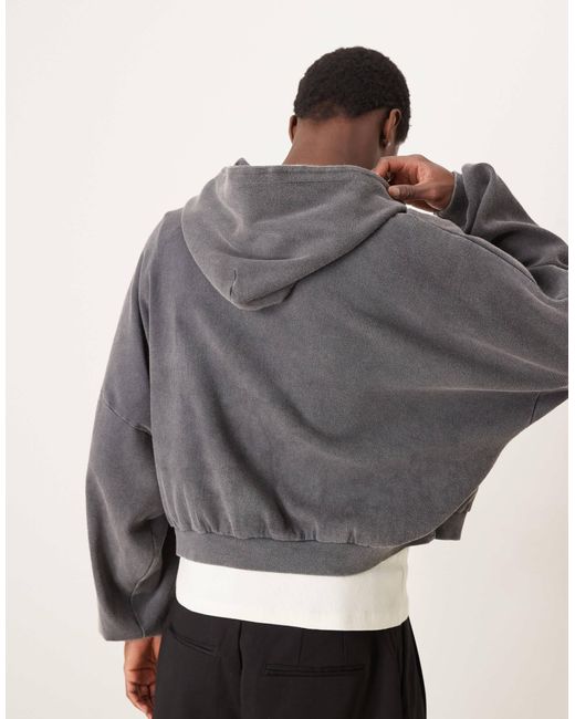ASOS Heavyweight Extreme Oversized Boxy Hoodie With Half Zip in Gray ...