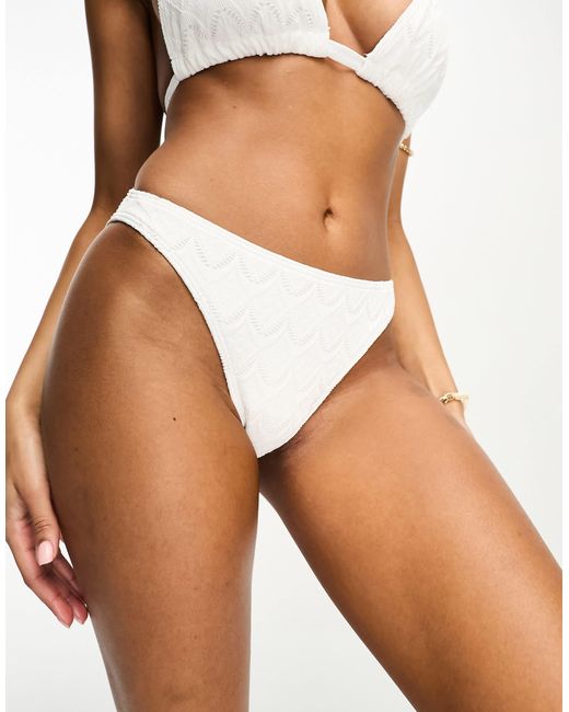 Peek & Beau Exclusive Textured Broderie High Leg Bikini Bottom in Brown | Lyst