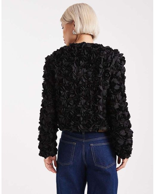 French Connection Verity 3d Textured Floral Jacket in Black | Lyst UK