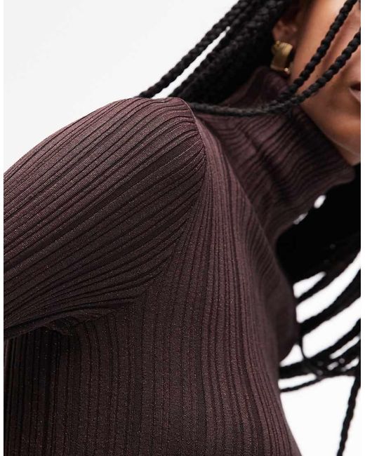& Other Stories Metallic Knitted Rib Top With Roll Neck in Purple | Lyst UK