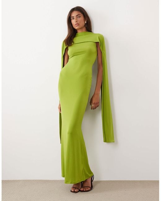 ASOS Slinky Sleeveless Maxi Dress With Extreme Cape Shoulder Detail in ...