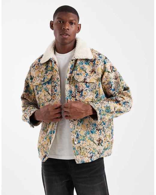 Redefined Rebel Boxy Camo Jacquard Trucker Jacket in Grey for Men | Lyst UK