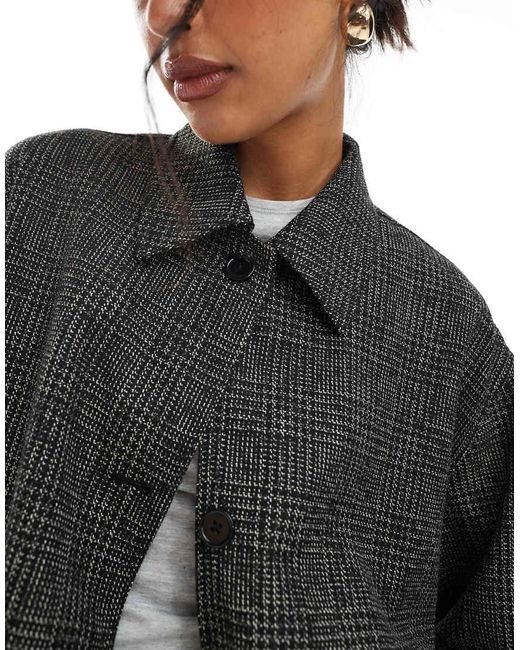 ASOS Barn Jacket With Bomber Hem And Contrast Collar in Grey | Lyst UK