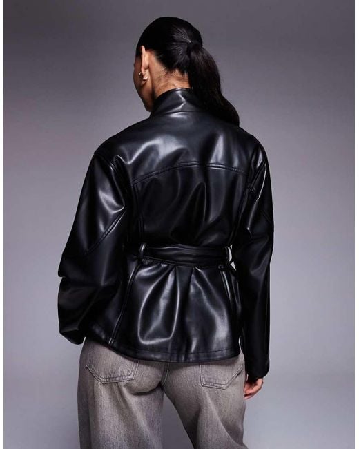 ASOS Leather Look Seam Detail Jacket in Grey | Lyst UK