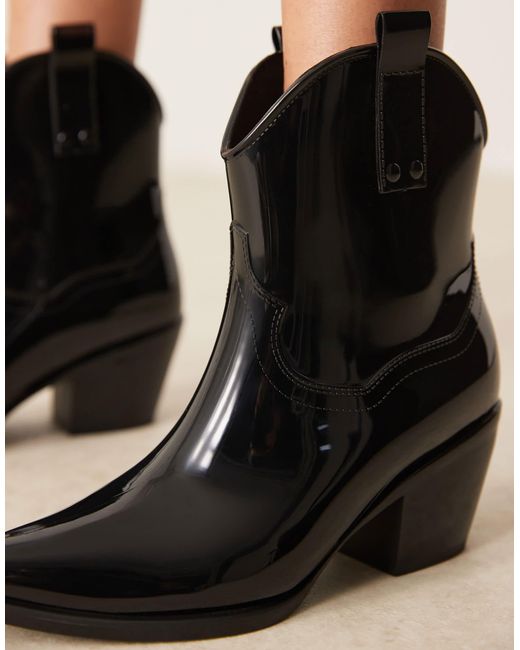 Glamorous Welly Western Boots in Black | Lyst
