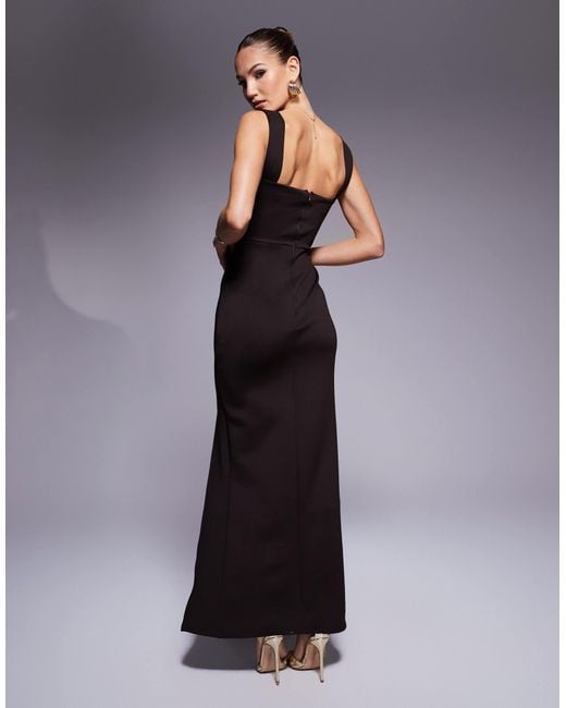 True Violet True Corset Maxi Gown With Thigh Split in Blue | Lyst