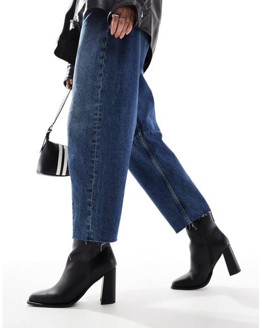 London Rebel Maddie Block Heel Ankle Boots in Blue | Lyst