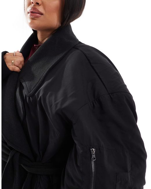 ASOS Asos Design Curve Spliced Formal Bomber Coat in Blue | Lyst