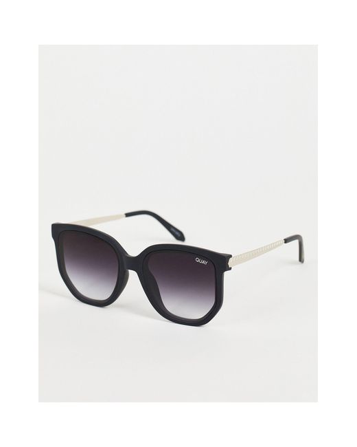 Quay Quay Coffee Run Cat Eye Sunglasses In Black White Lyst