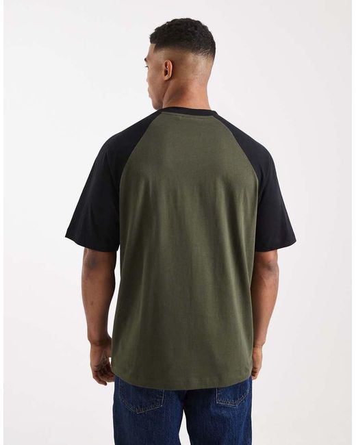 ASOS Relaxed Contrast Raglan T-Shirt in Green for Men | Lyst UK