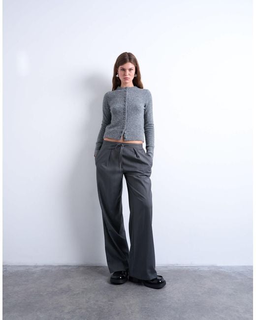 TOPSHOP Knit Covered Button Cardigan in Blue | Lyst