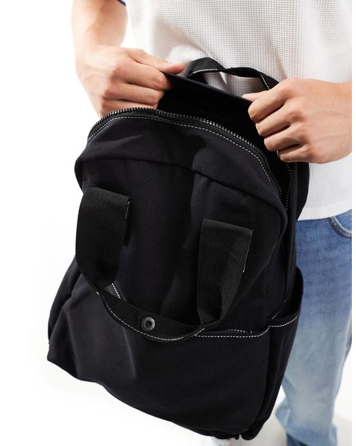 ASOS Backpack With Grab Handle And Contrast Stitch in Black for Men | Lyst