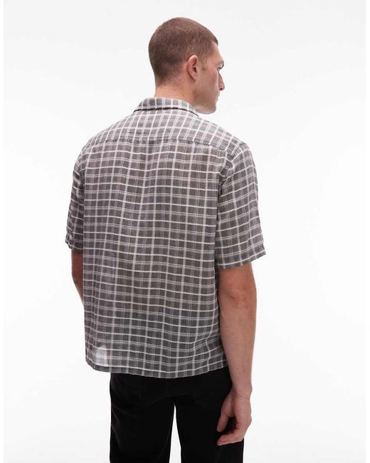 AllSaints Sandy Check Short Sleeve Shirt in Grey for Men | Lyst UK