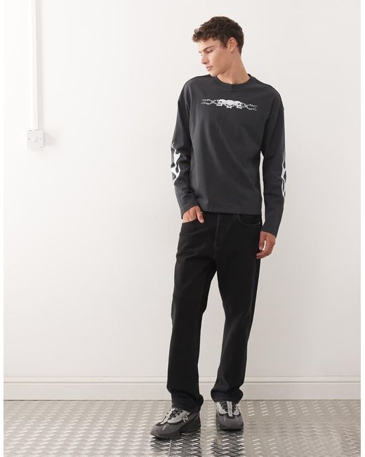 Weekday Great Boxy Long Sleeve T-shirt With Skull Graphic Prints in ...