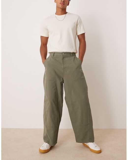 ASOS Oversized baggy Trousers in Natural for Men | Lyst