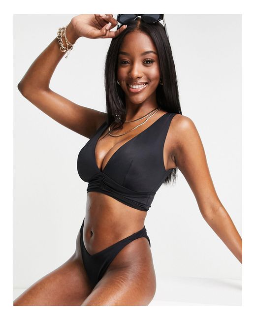 Asos Fuller Bust Recycled Mix And Match Deep Band Ruched Crop Bikini