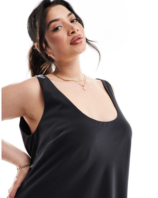Pretty Lavish Curve Satin Slip Maxi Dress in Black | Lyst