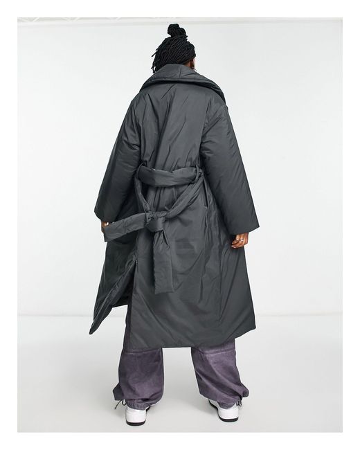 Weekday Zyan Padded Coat With Belt Detail in Blue | Lyst