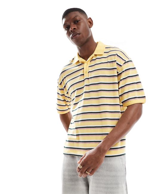 Collusion Boxy Striped Polo T-shirt in Metallic for Men | Lyst