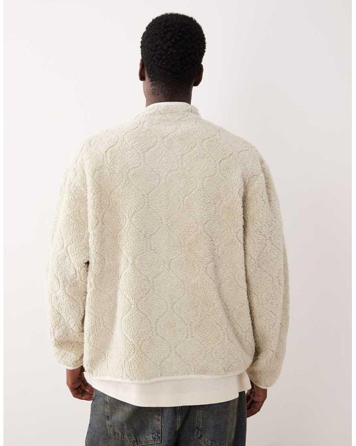 ASOS Relaxed Borg Zip Up Jacket in Natural for Men | Lyst UK