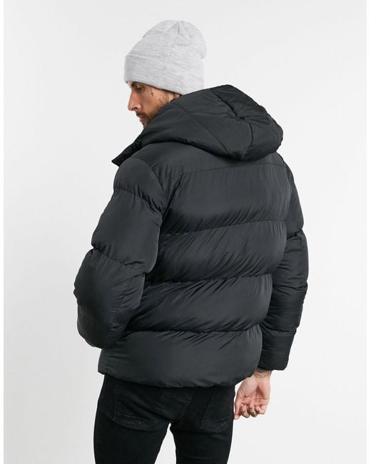 ASOS Puffer Jacket With Detachable Hood in Black for Men | Lyst