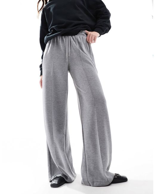 Bershka Tie Waist Wide Leg Trackies in Gray | Lyst