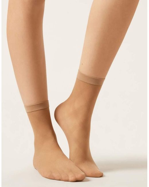 Calzedonia Diamond-Patterned Socks in Natural | Lyst UK