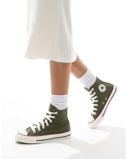 Converse Chuck Taylor All Star Hi Trainers With Chunky Laces in White ...