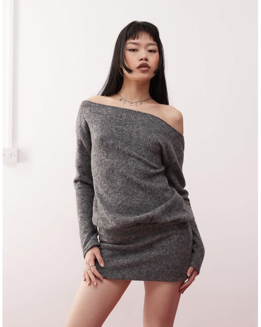 Collusion Off Shoulder Slouch Mini Dress in Pink | Lyst