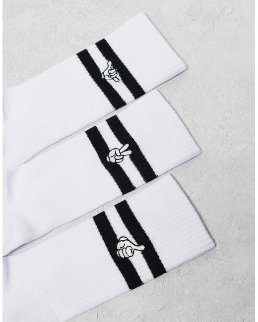 ASOS 3 Pack Socks With Hand Symbols in White for Men | Lyst
